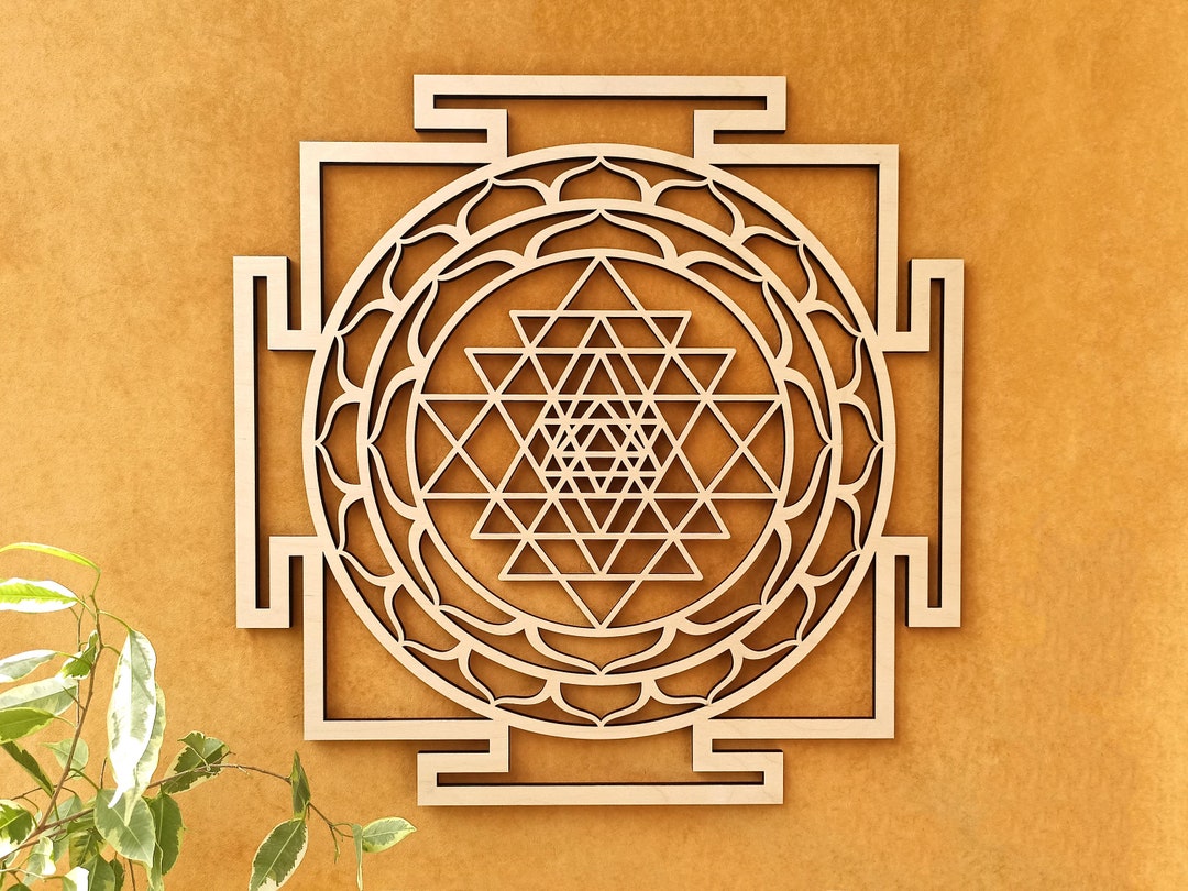 DISCOUNTED Sri Yantra Wood Wall Decor, Meditation Wall Art, Large Shri ...