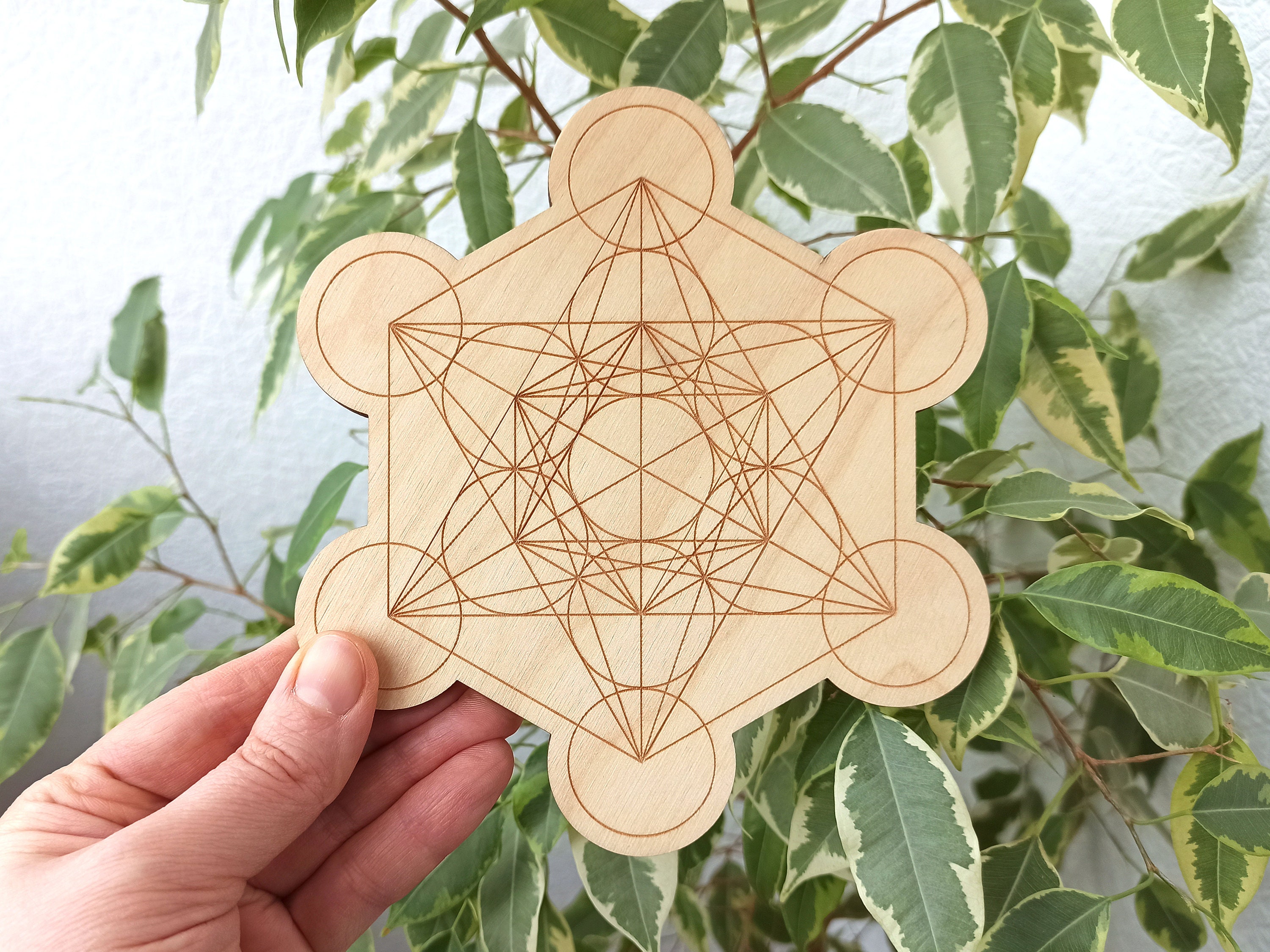 Metatrons Cube Crystal Grid Board, Metatron Cube Wooden Crystal Grid ...