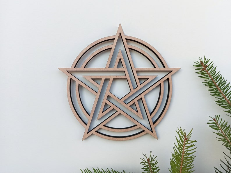 Pentacle Witchy Altar, Wood Pentagram Goth Decor, Pentacle Gothic Home ...
