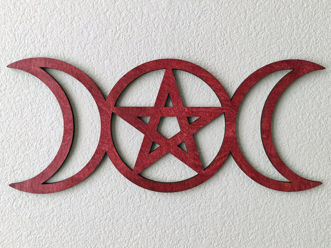 Triple Moon With Pentacle Wall Decor Triple Moon Wall - Etsy