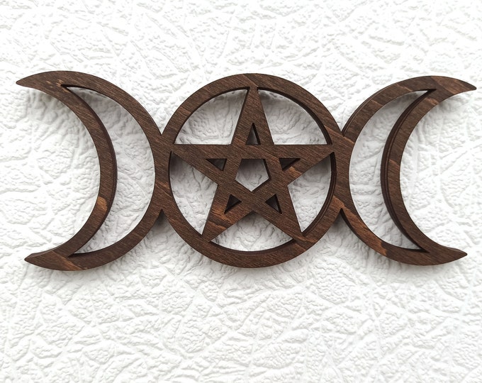 Triple Moon Pentagram-blank Wood Cutout-triple Moon Goddess-various ...