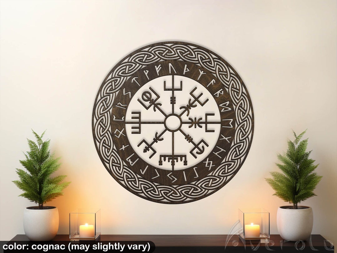 Vegvisir Wall Art, Viking Wayfinder Wall Decor, Norse Symbol Wood Decor ...