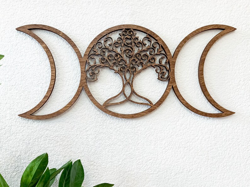 Triple Moon Wall Art Triple Goddess Wall Hanging Moon Phases - Etsy
