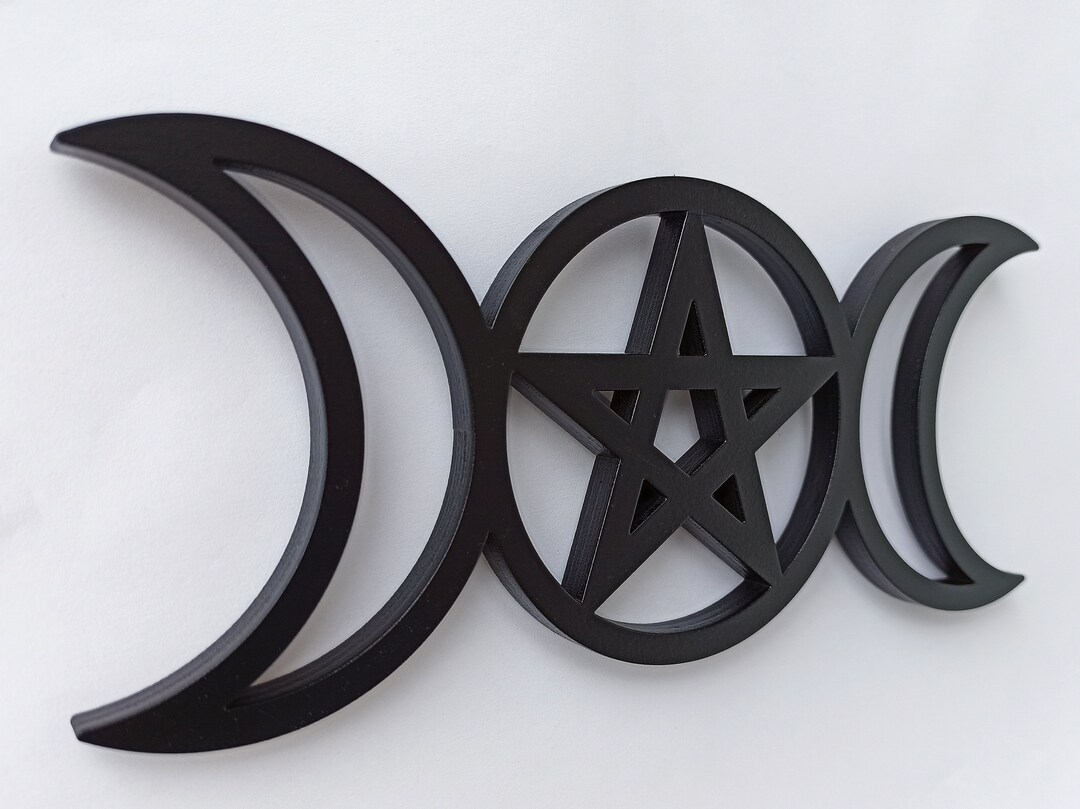 Small Triple Moon With Pentacle Wall Decor Triple Moon Wall - Etsy
