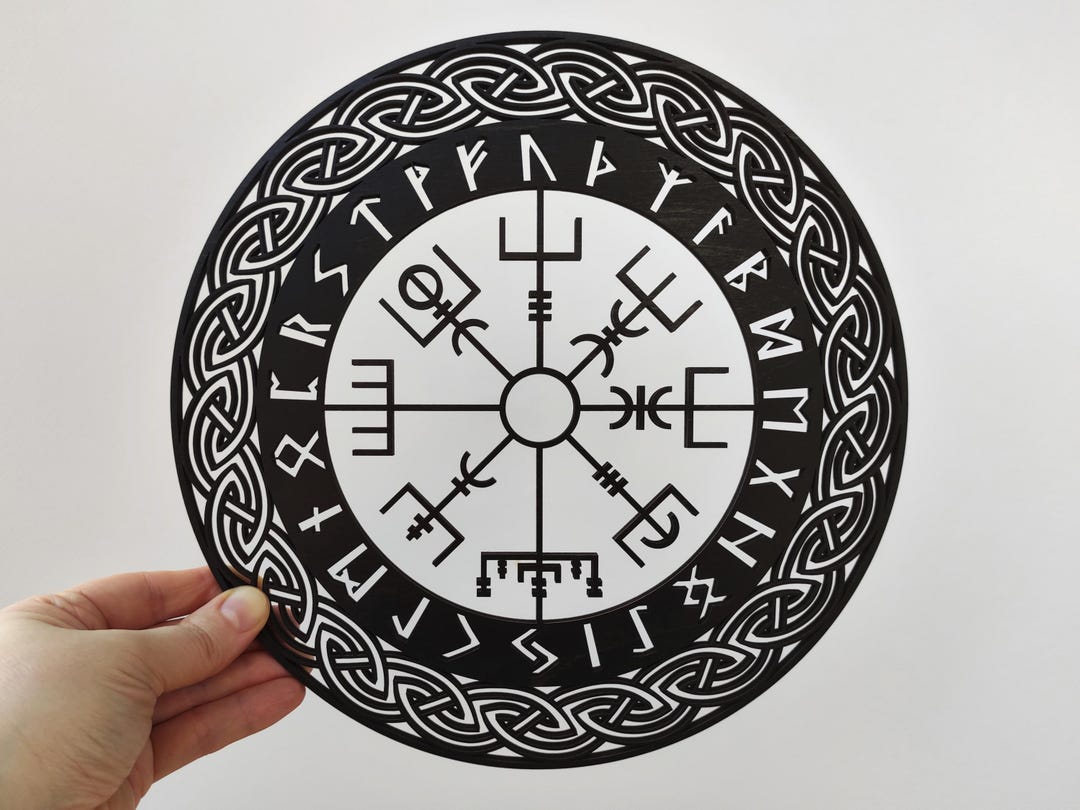 Vegvisir Wall Art, Viking Wayfinder Wall Decor, Norse Symbol Wood Decor ...