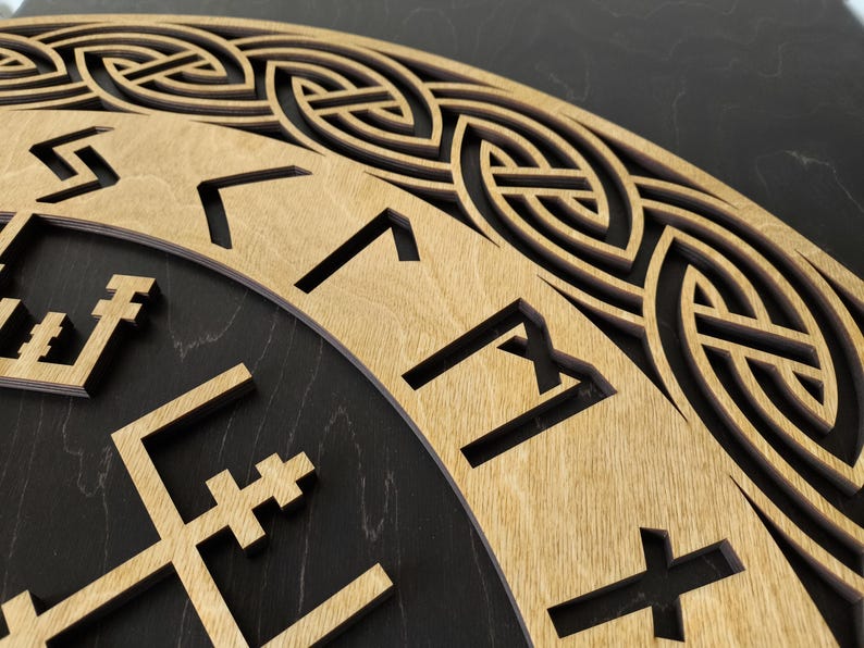 Vegvisir Wall Art, Viking Wayfinder Wall Decor, Norse Symbol Wood Decor ...