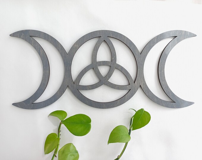 Triple Moon Phase Floral Crystal Display Altar Shelf - Etsy