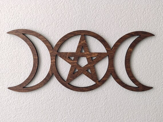 Triple Moon With Pentacle Wall Decor Triple Moon Wall | Etsy