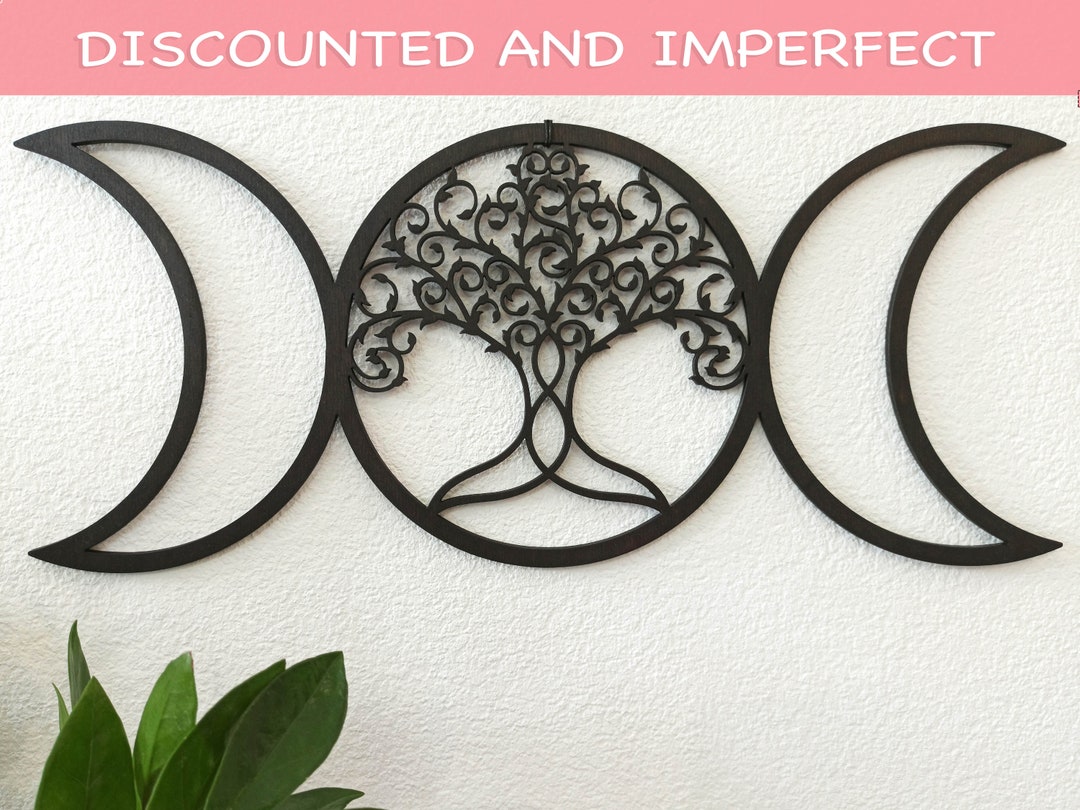 DISCOUNTED Triple Moon Wall Art, Triple Goddess Wall Hanging, Tree of ...