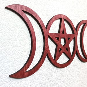 Triple Moon With Pentacle Wall Decor, Triple Moon Wall Hanging, Altar ...