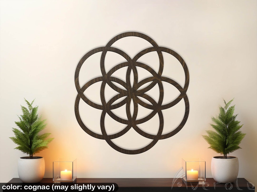 Seed of Life Wood Wall Art 30" Large Sacred Geometry, Living Room Decor ...