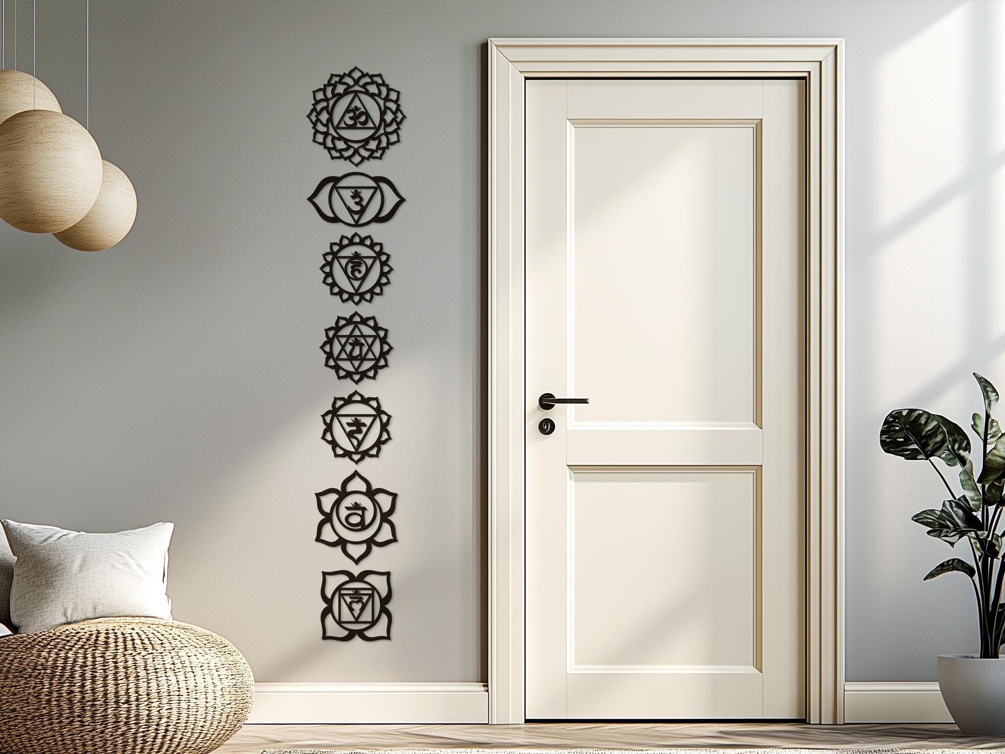 Chakra Wall Art, Chakra Symbols Wall Decor, 7 Chakra Symbols, Yoga ...