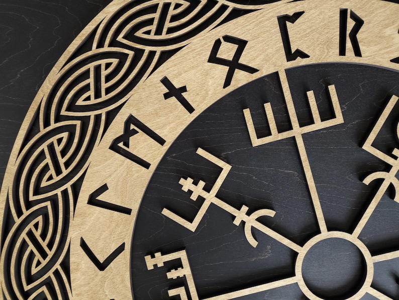 Vegvisir Wall Art, Viking Wayfinder Wall Decor, Norse Symbol Wood Decor ...