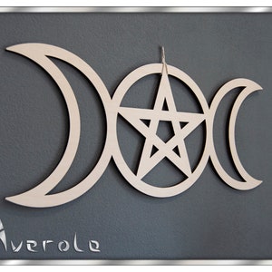 Triple Moon With Pentacle Wall Decor Triple Moon Wall - Etsy