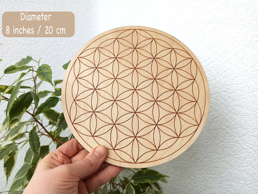Flower of Life Crystal Grid Board, Flower of Life Wood Wall Decor ...