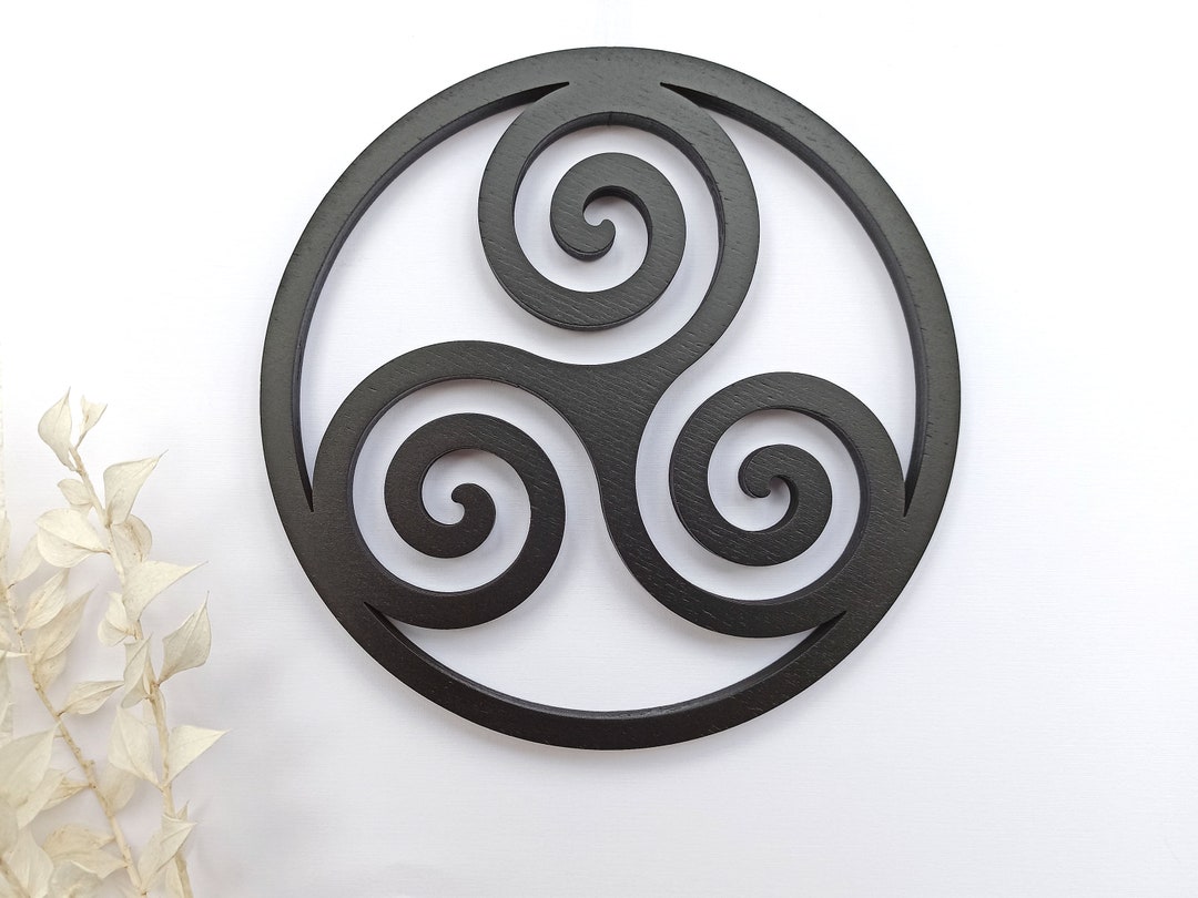 Triskelion Wood Wall Art Decor Triple Spiral Wooden Living - Etsy