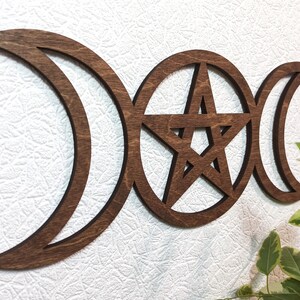 Triple Moon Wall Hanging, Pentacle Wall Decor, Wiccan Altar Decor ...