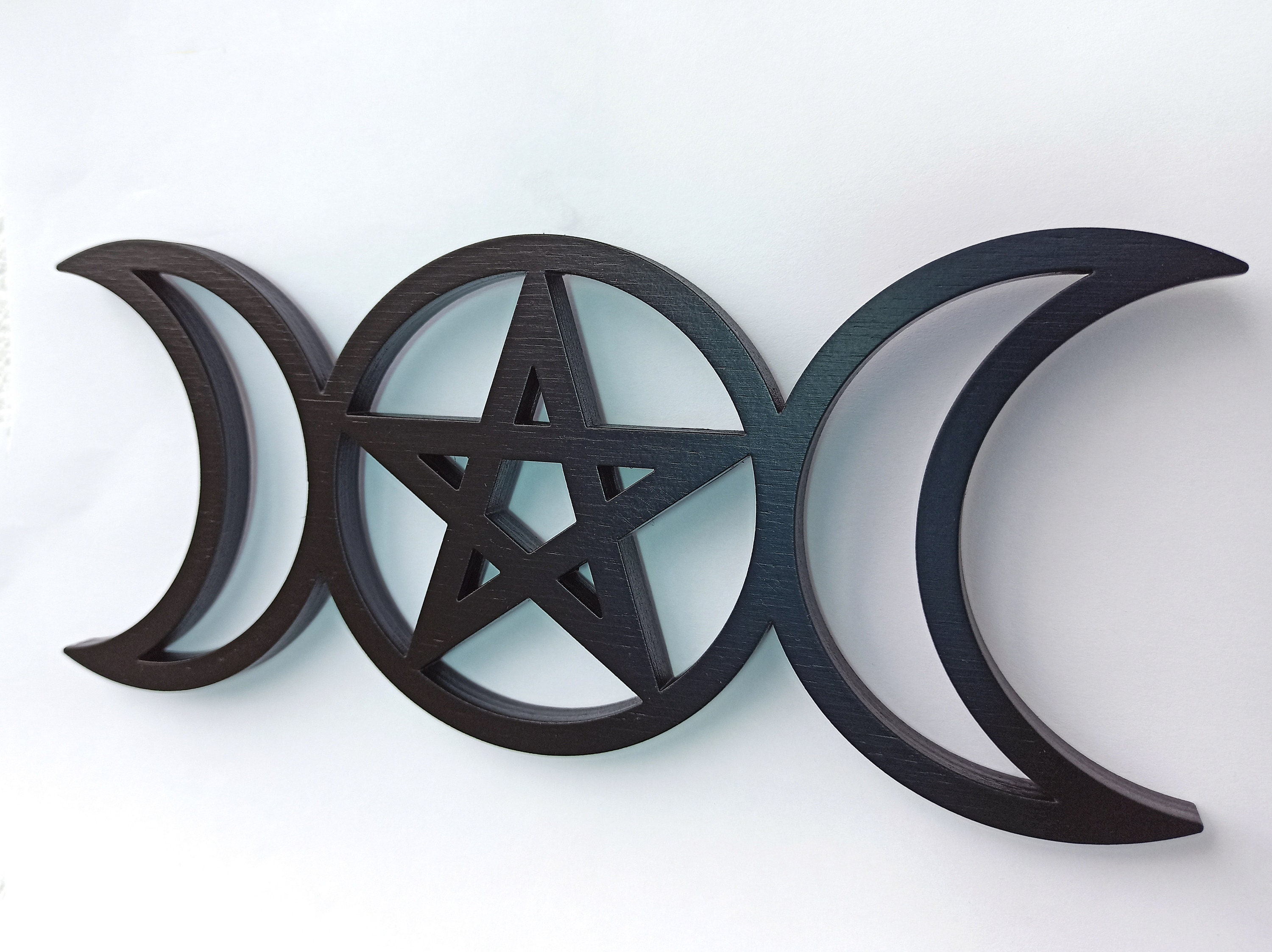 Small Triple Moon With Pentacle Wall Decor Triple Moon Wall - Etsy