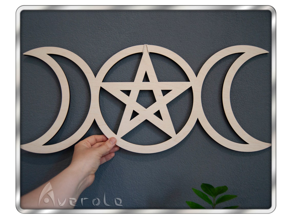 Triple Moon With Pentacle Wall Decor Triple Moon Wall - Etsy