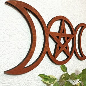 Triple Moon With Pentacle Wall Decor, Triple Moon Wall Hanging, Altar ...