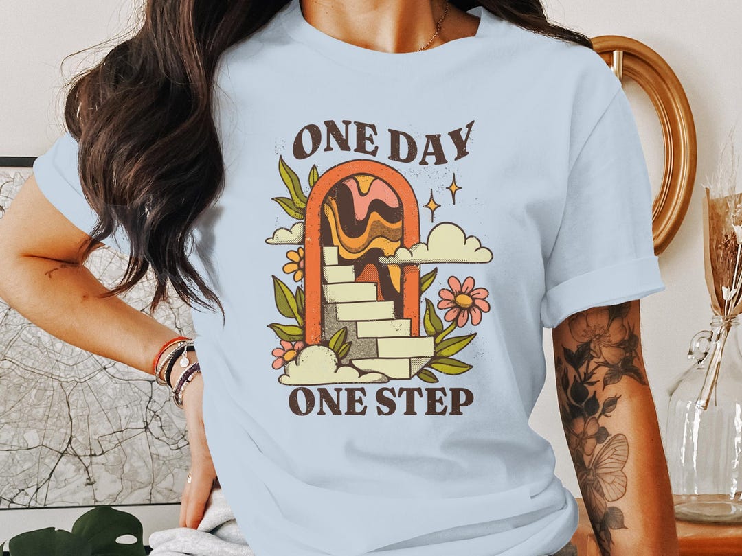 One Day One Step Motivational Vintage Unisex T-shirt - Retro ...