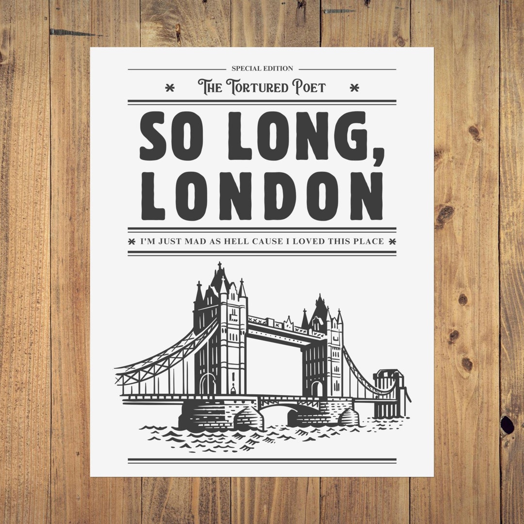 So Long London - London Bridge Newspaper Wall Art - Etsy