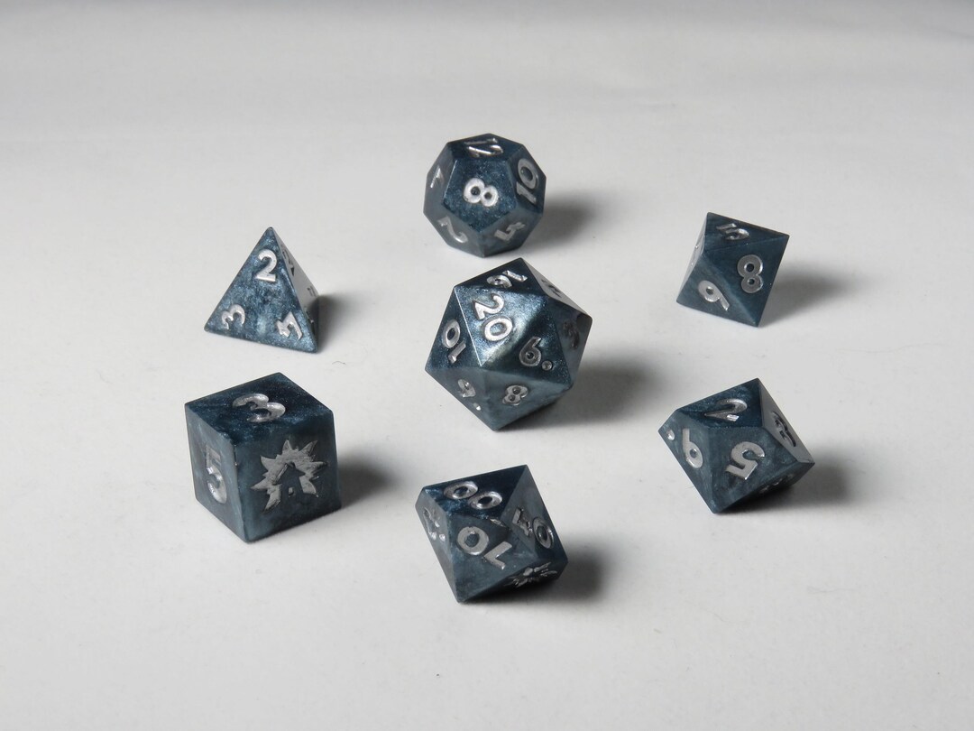 Blue Steel Dnd Sharp Edge Resin Dice - Full Polyhedral Set - Oversized ...