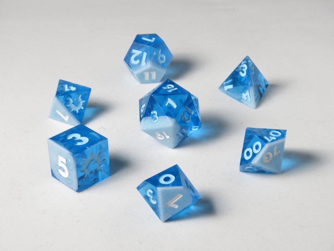 Icy Dnd Sharp Edge Resin Dice - Full Polyhedral Set - Oversized D20 ...