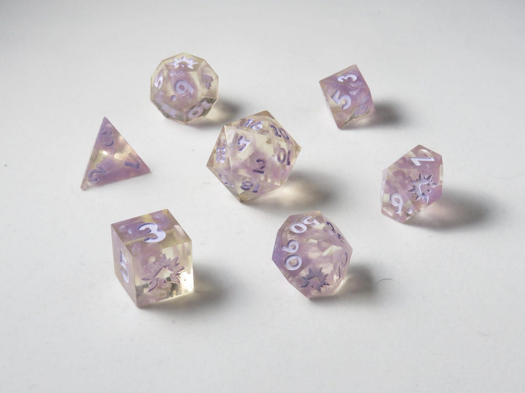 Periwinkle Smoke Dnd Sharp Edge Resin Dice - Full Polyhedral Set ...