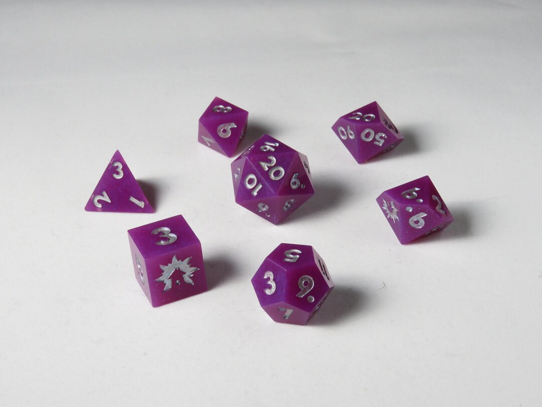 Purple Color Shift Dnd Sharp Edge Resin Dice - Full Polyhedral Set ...