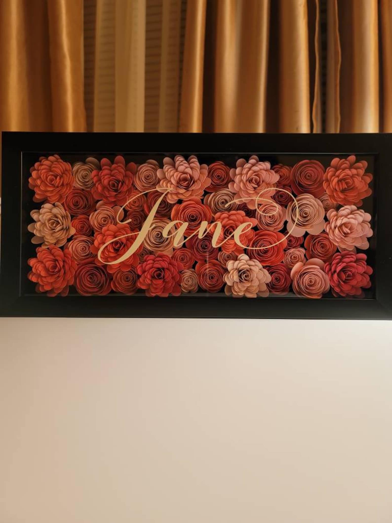 Personalized 6x14 Shadow Box With Paper Flowers - Etsy