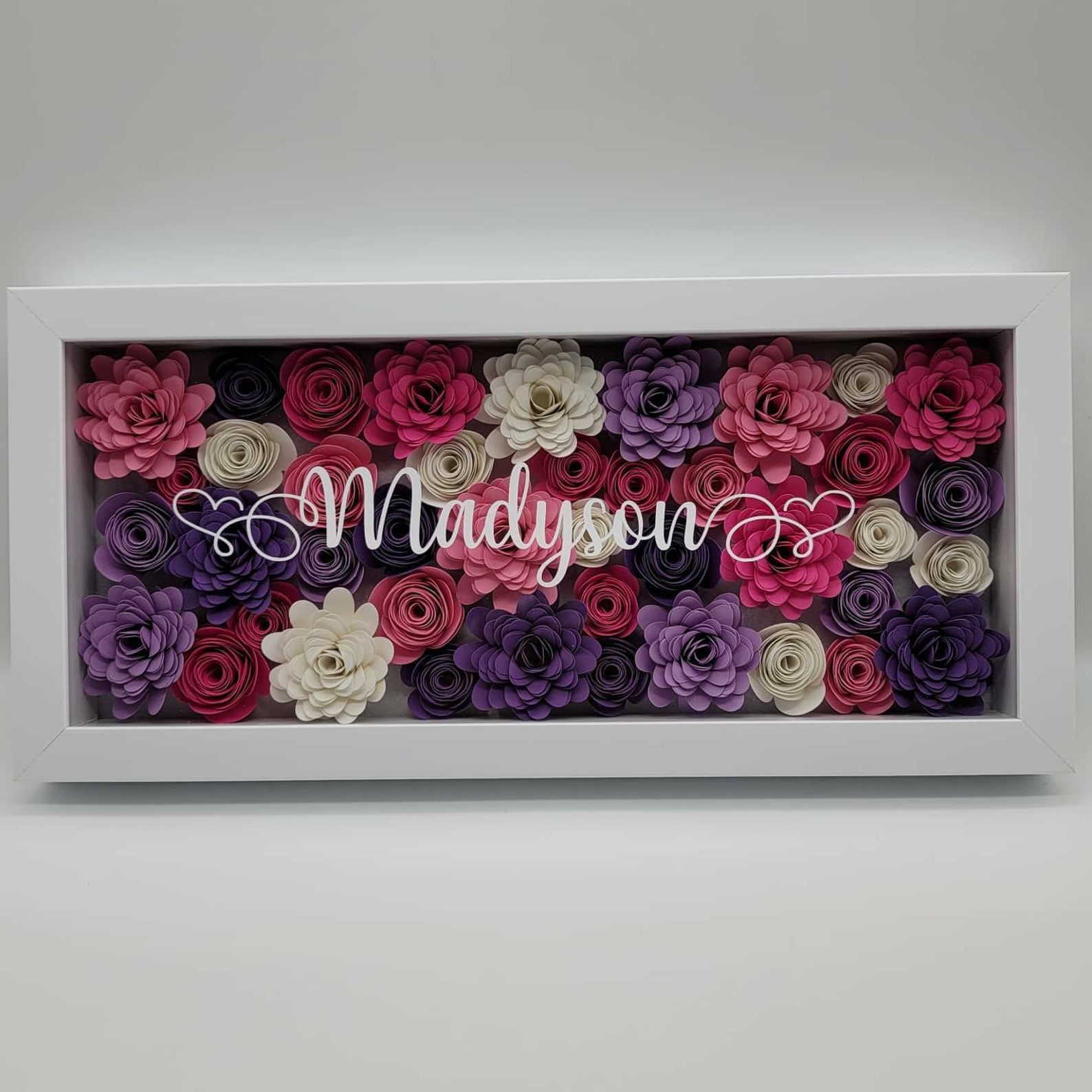 Personalized 6x14 Shadow Box With Paper Flowers - Etsy