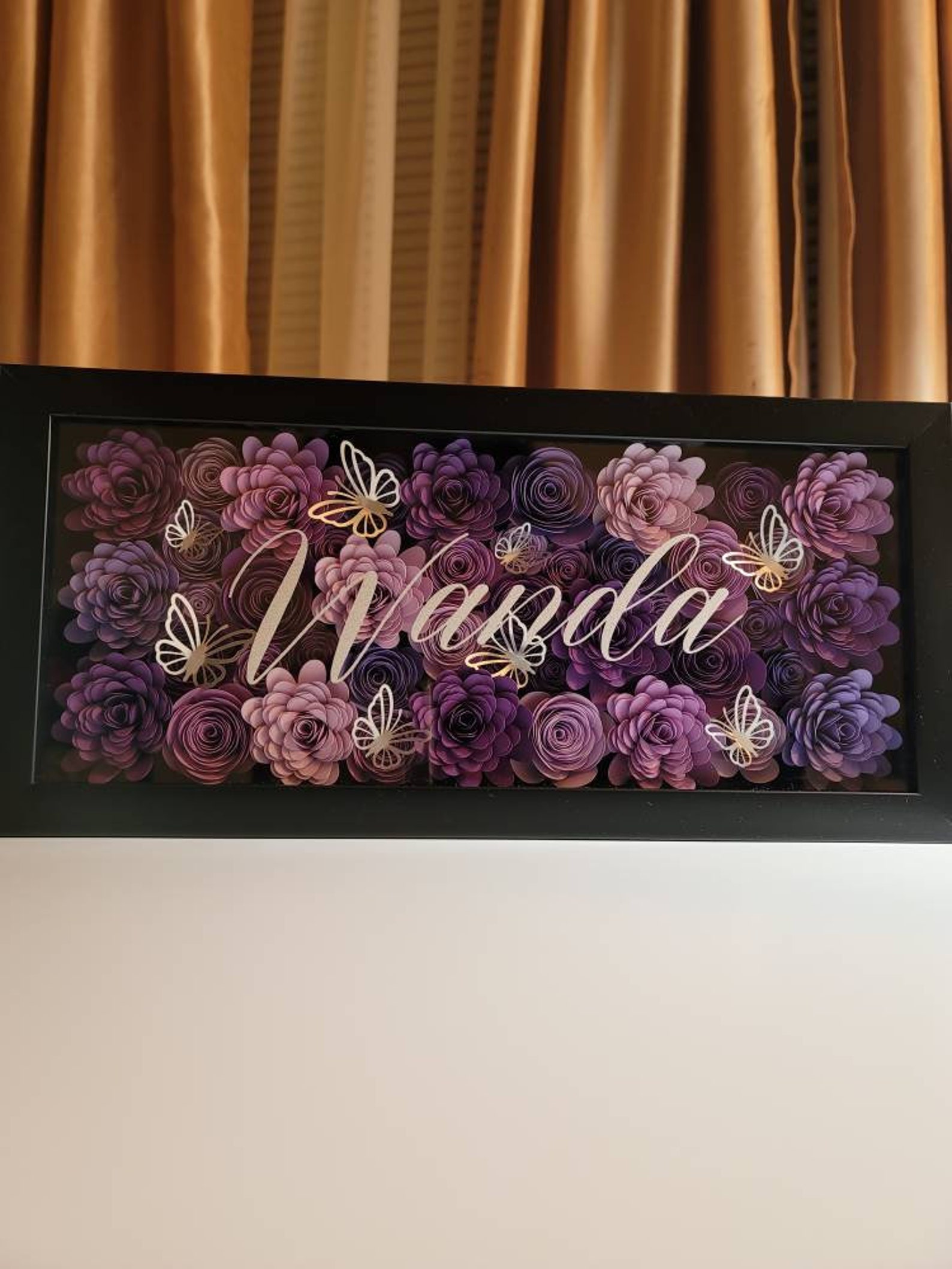 Personalized 6x14 Shadow Box With Paper Flowers - Etsy