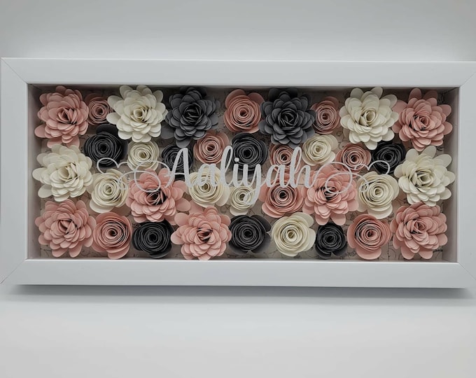 Personalized 6x14 Shadow Box With Paper Flowers - Etsy