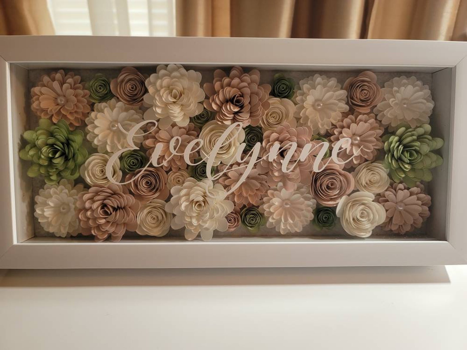 Personalized 6x14 Shadow Box With Paper Flowers - Etsy