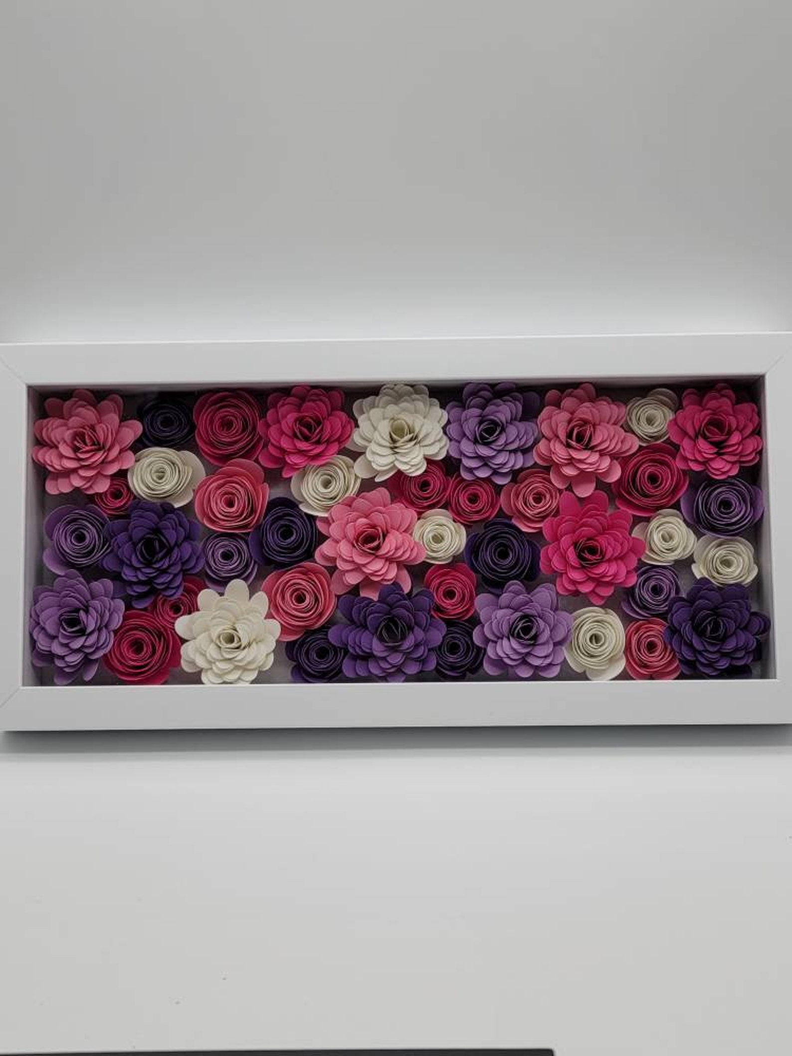 Personalized 6x14 Shadow Box With Paper Flowers - Etsy