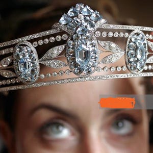 Tiara - Art Deco 90ct Blue Topaz 25ct Natural Diamond - Beautiful ...