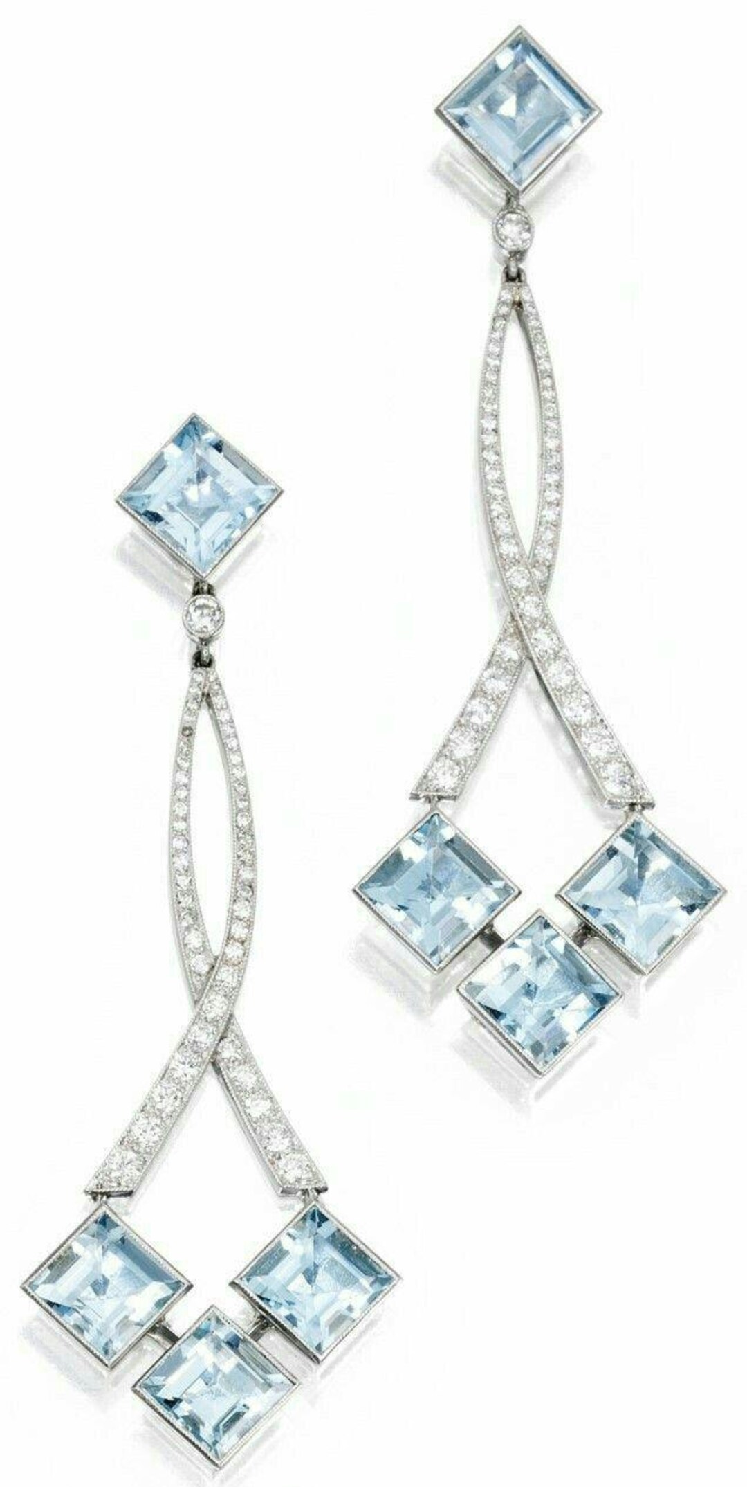 Platinum - 50 Cent Lab Grown Diamond 3.5ct Aquamarine Earrings | Screw ...