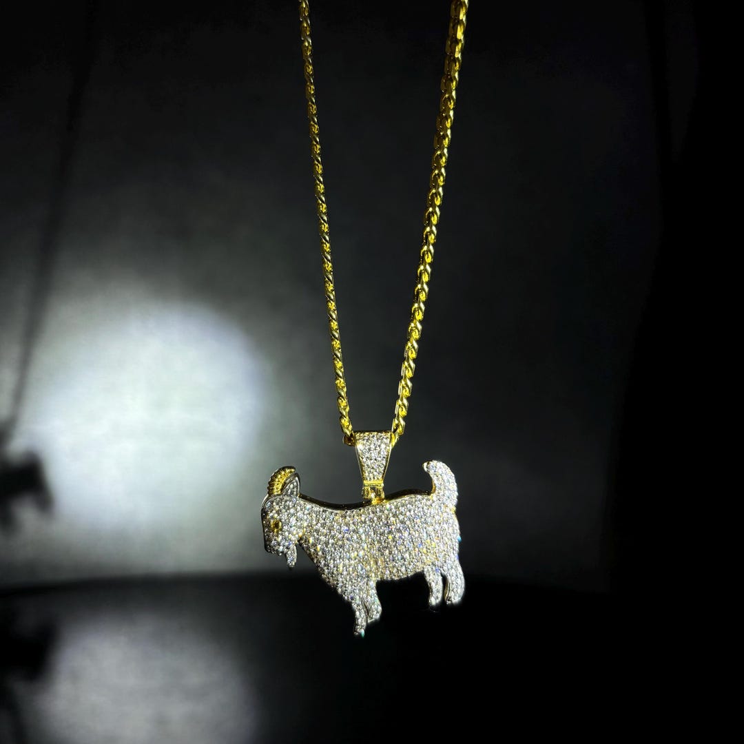 Iced Out Goat Pendant. Silver 925 and Moissanite. - Etsy