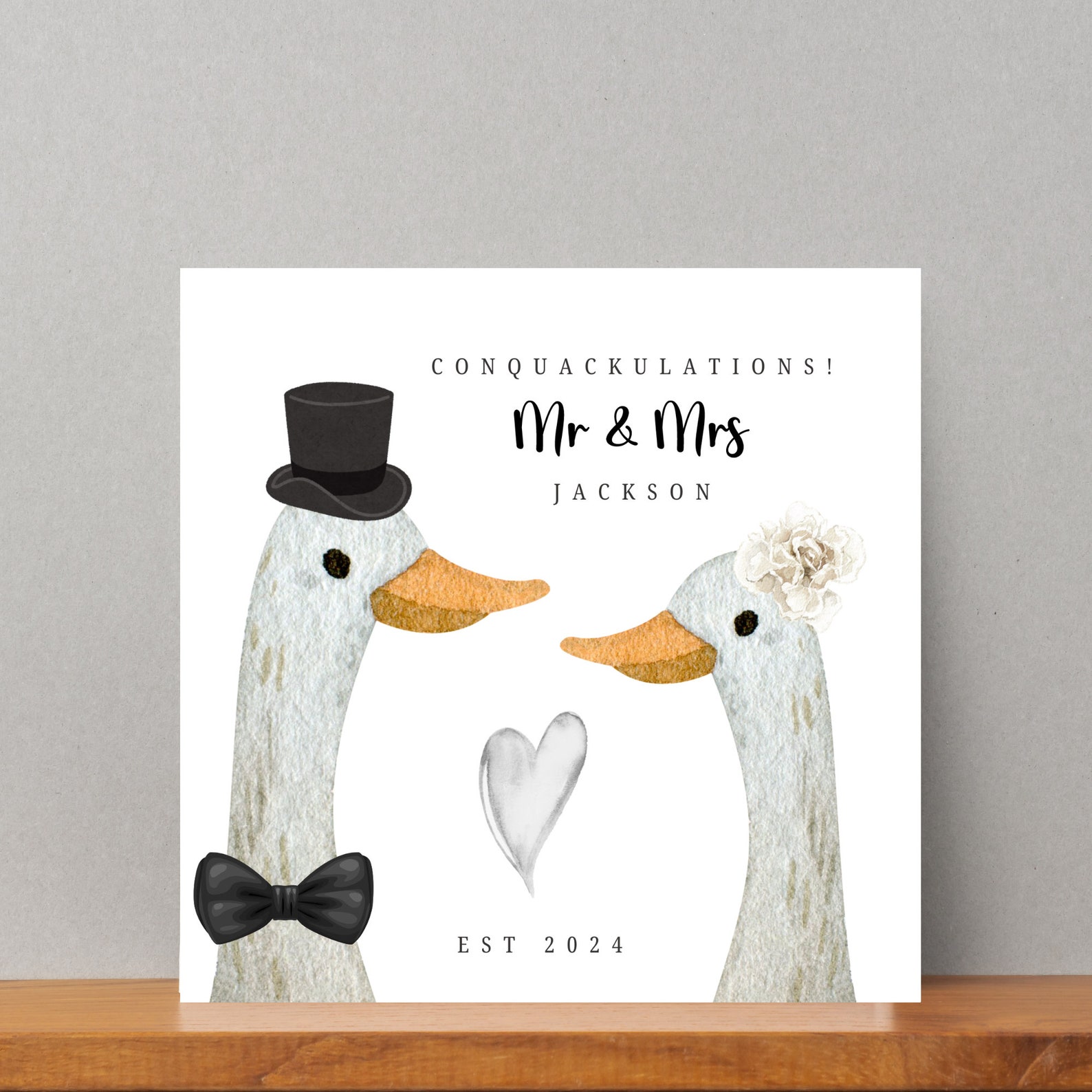 Wedding Card, Ducks, Wedding Day, Personalised Named Wedding Card Ducks ...