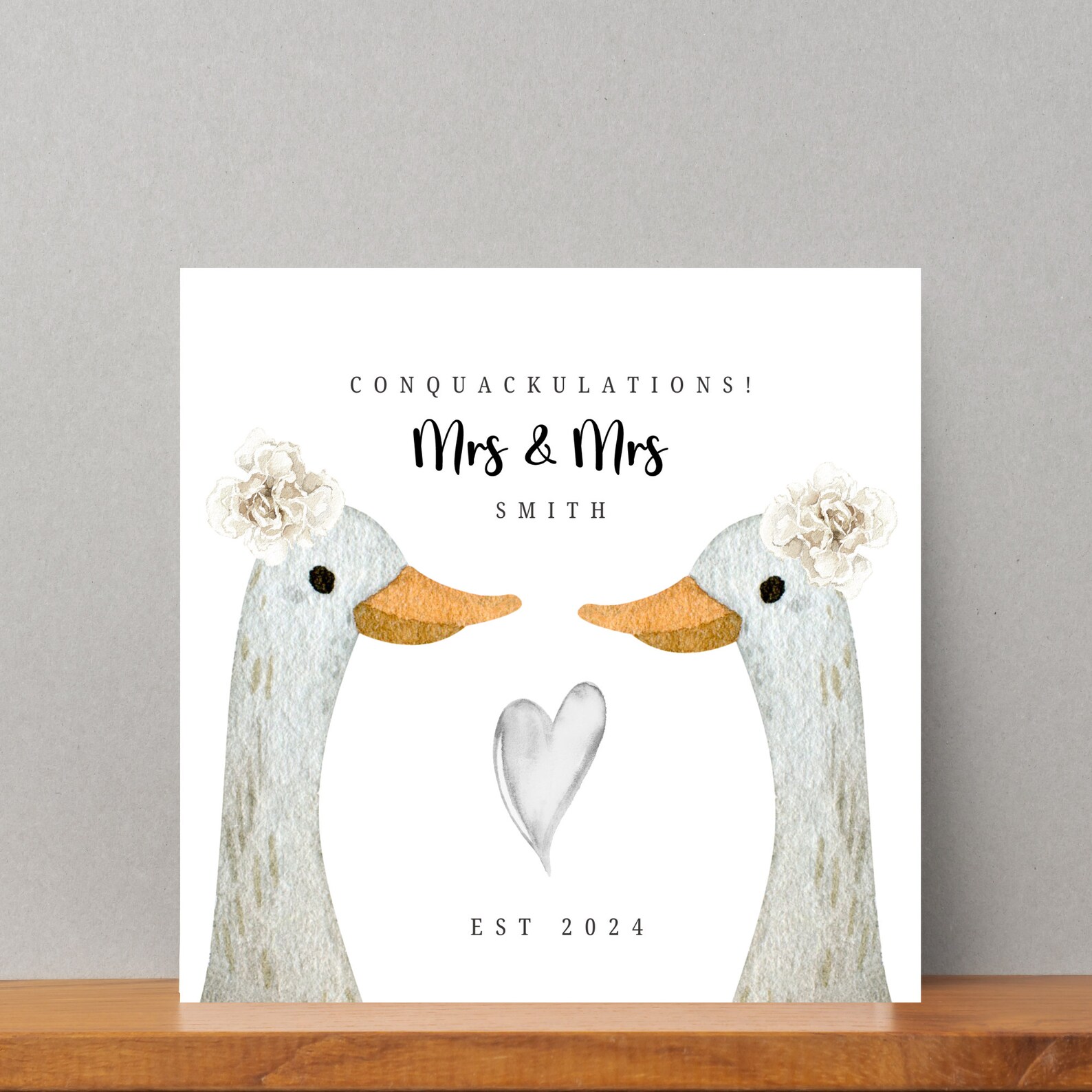Wedding Card, Ducks, Wedding Day, Personalised Named Wedding Card Ducks ...