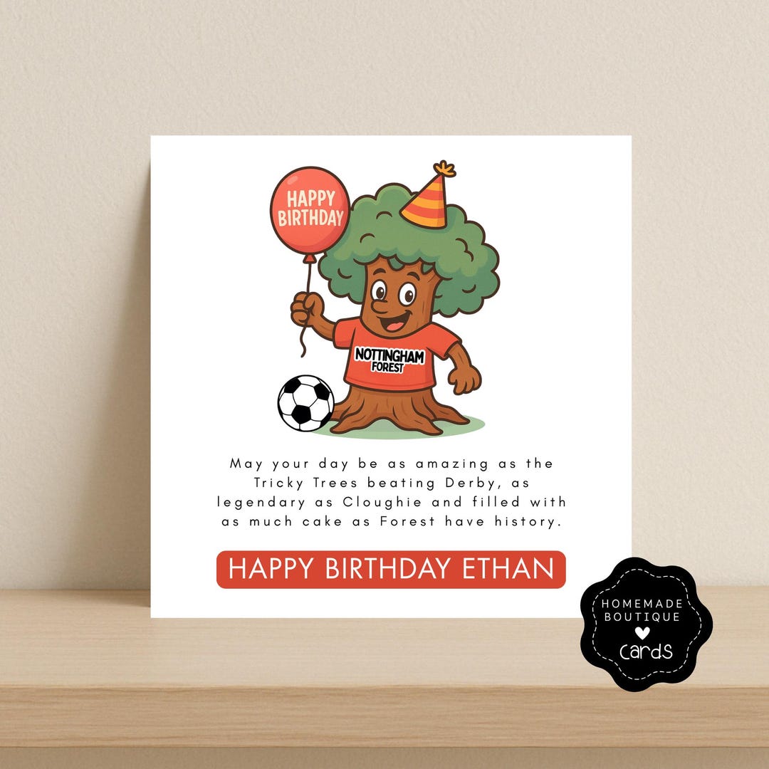 Personalised Nottingham Forest Themed Card , Forest Birthday Football ...