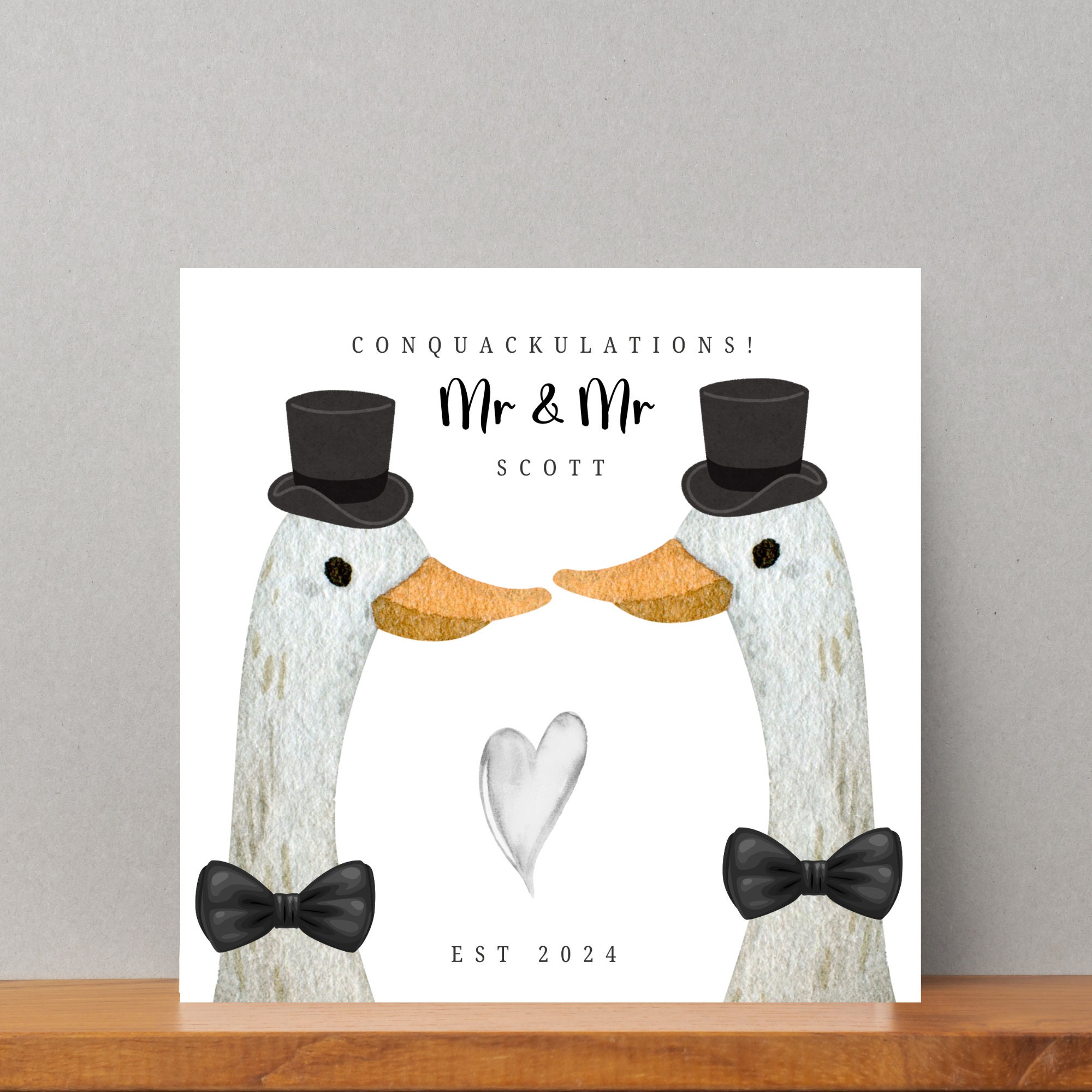 Wedding Card, Ducks, Wedding Day, Personalised Named Wedding Card Ducks ...
