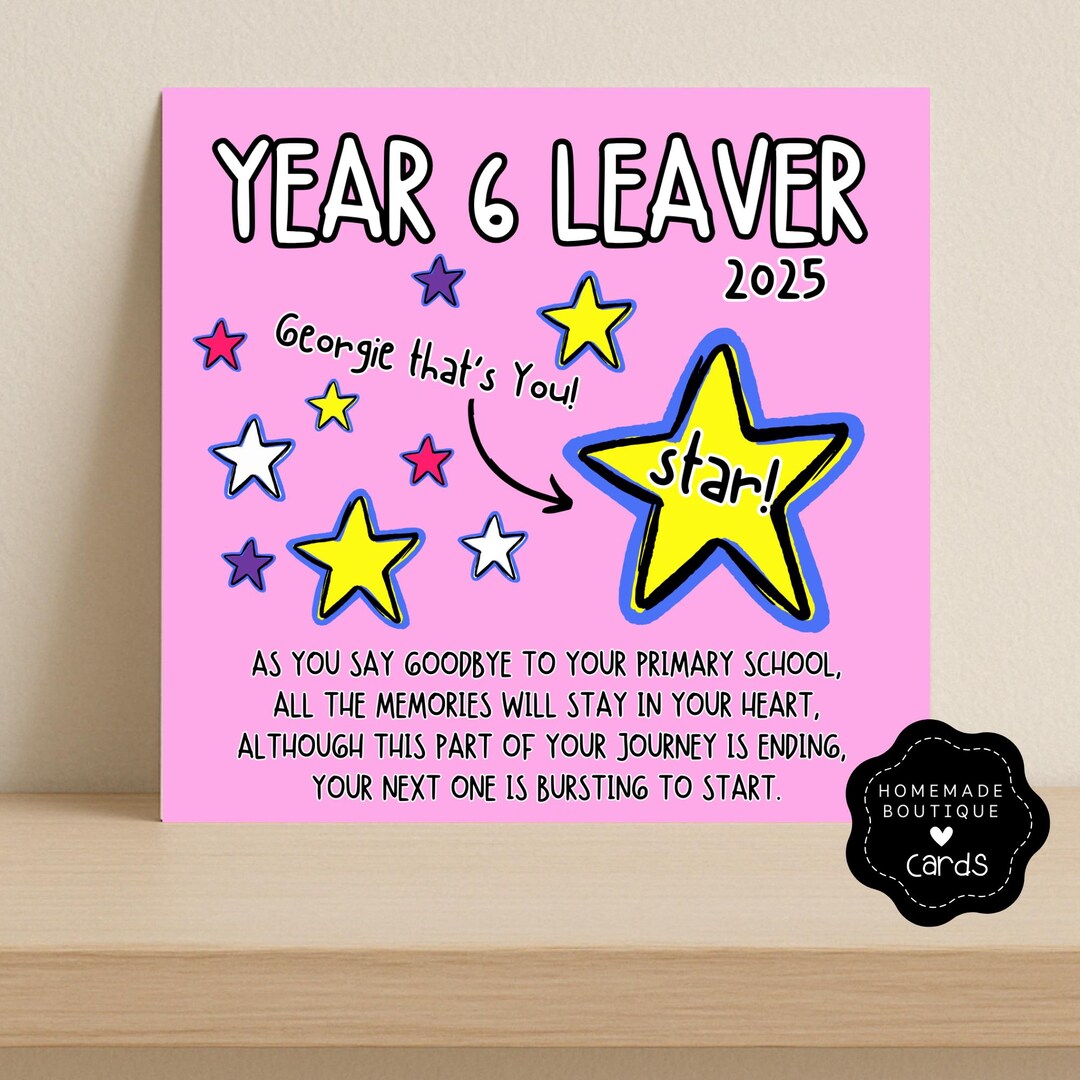 Year 6 Leavers Card 2025 | Personalised School Leaver Card | Boys ...