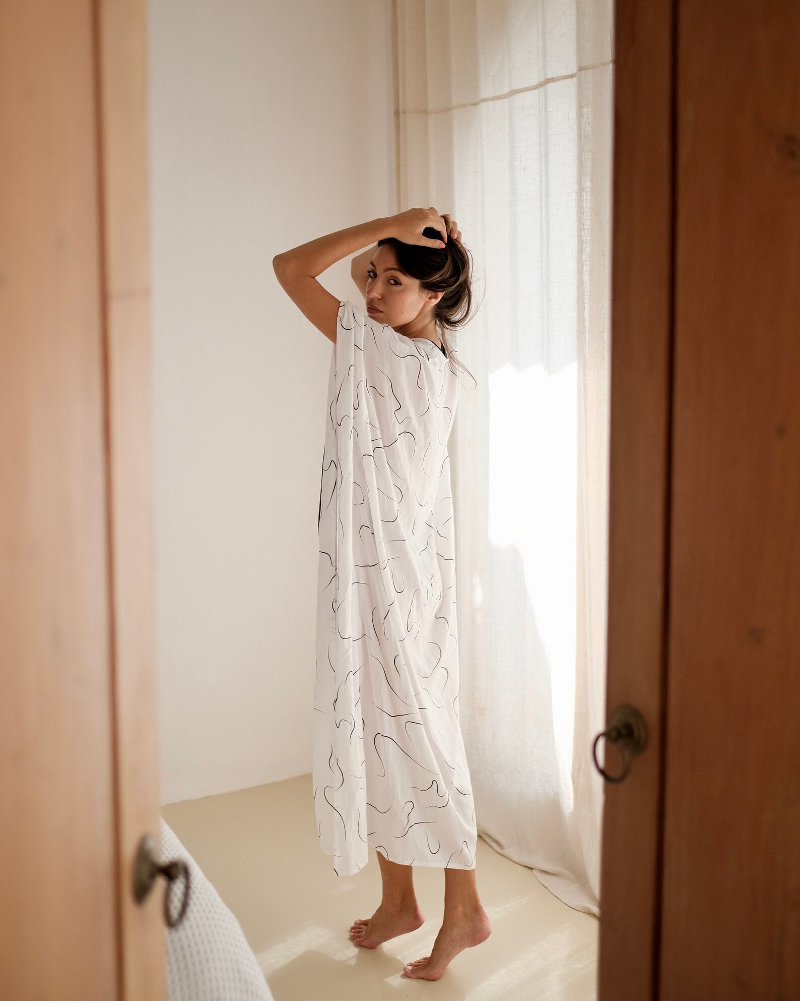 Hand-dyed White Kimono Robe, White Swim Cover-up, Loose Fit Lounge Robe ...