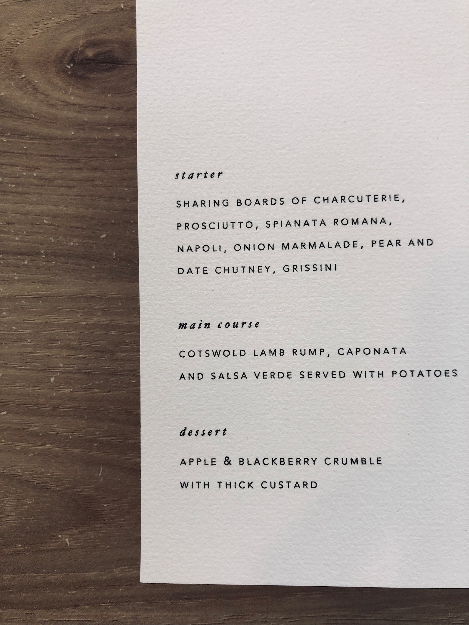 Bespoke Wedding Menu | Minimalist Wedding Menu | Rustic Wedding Menu ...