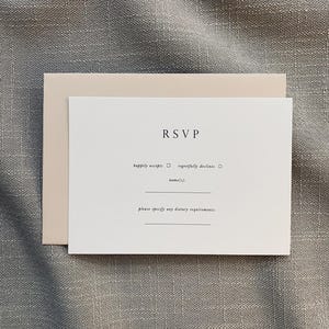 Wedding RSVP Cards & Details Cards | Neutral Minimal Wedding Invitation ...