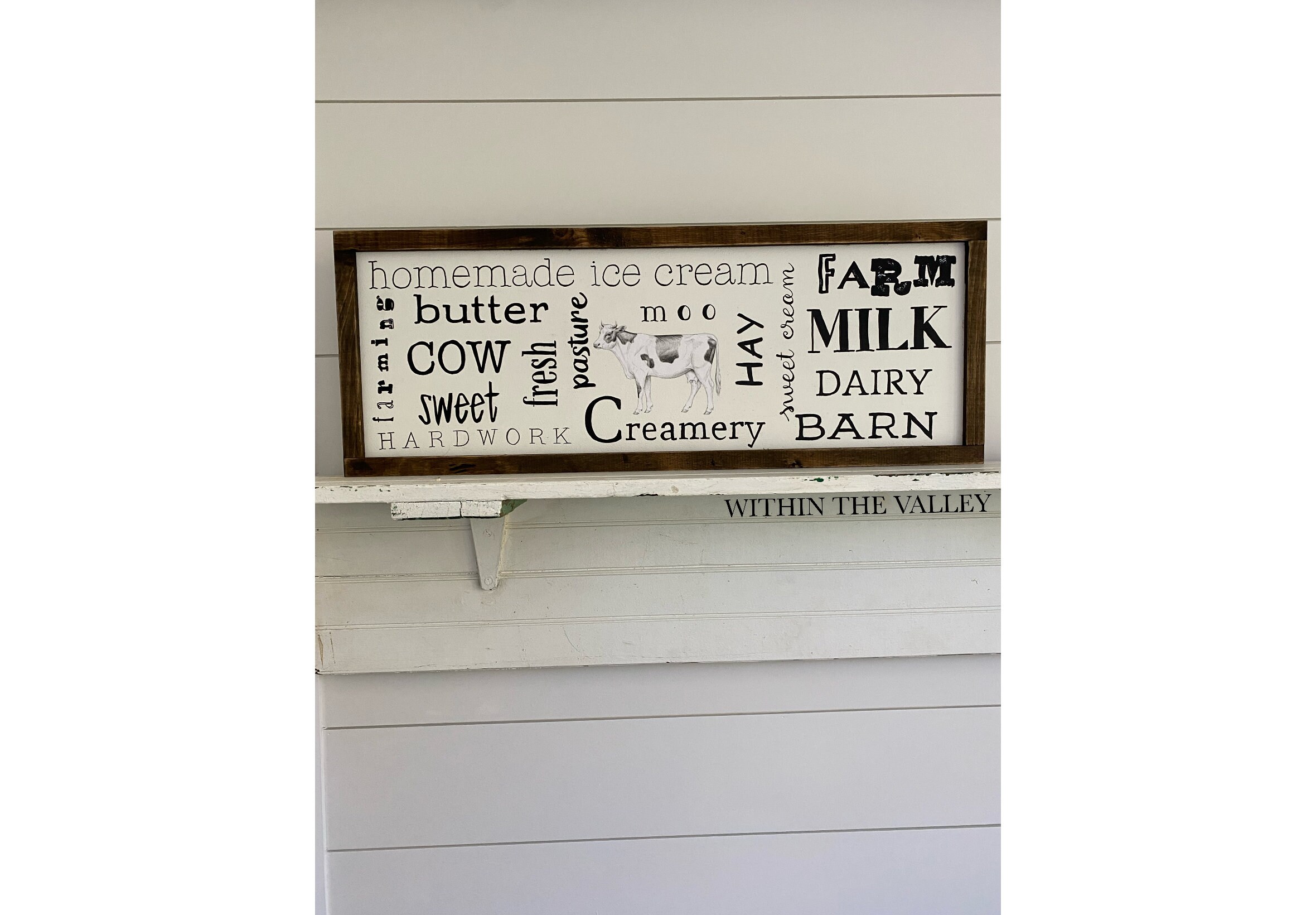 Cow Dairy Words Sign, Dairy Farm, Rustic Creamery Sign, Farmhouse Decor ...