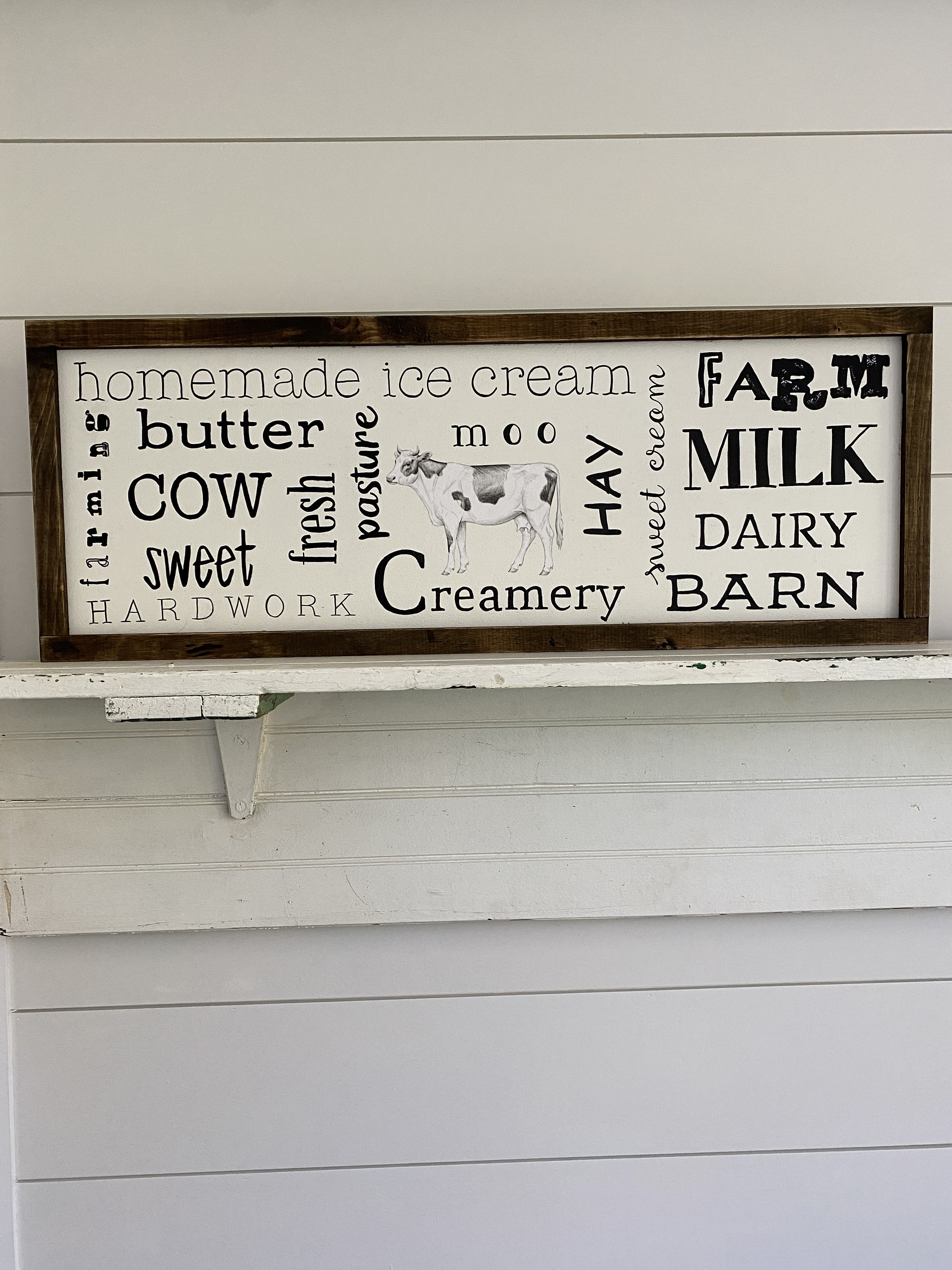 Cow Dairy Words Sign, Dairy Farm, Rustic Creamery Sign, Farmhouse Decor ...