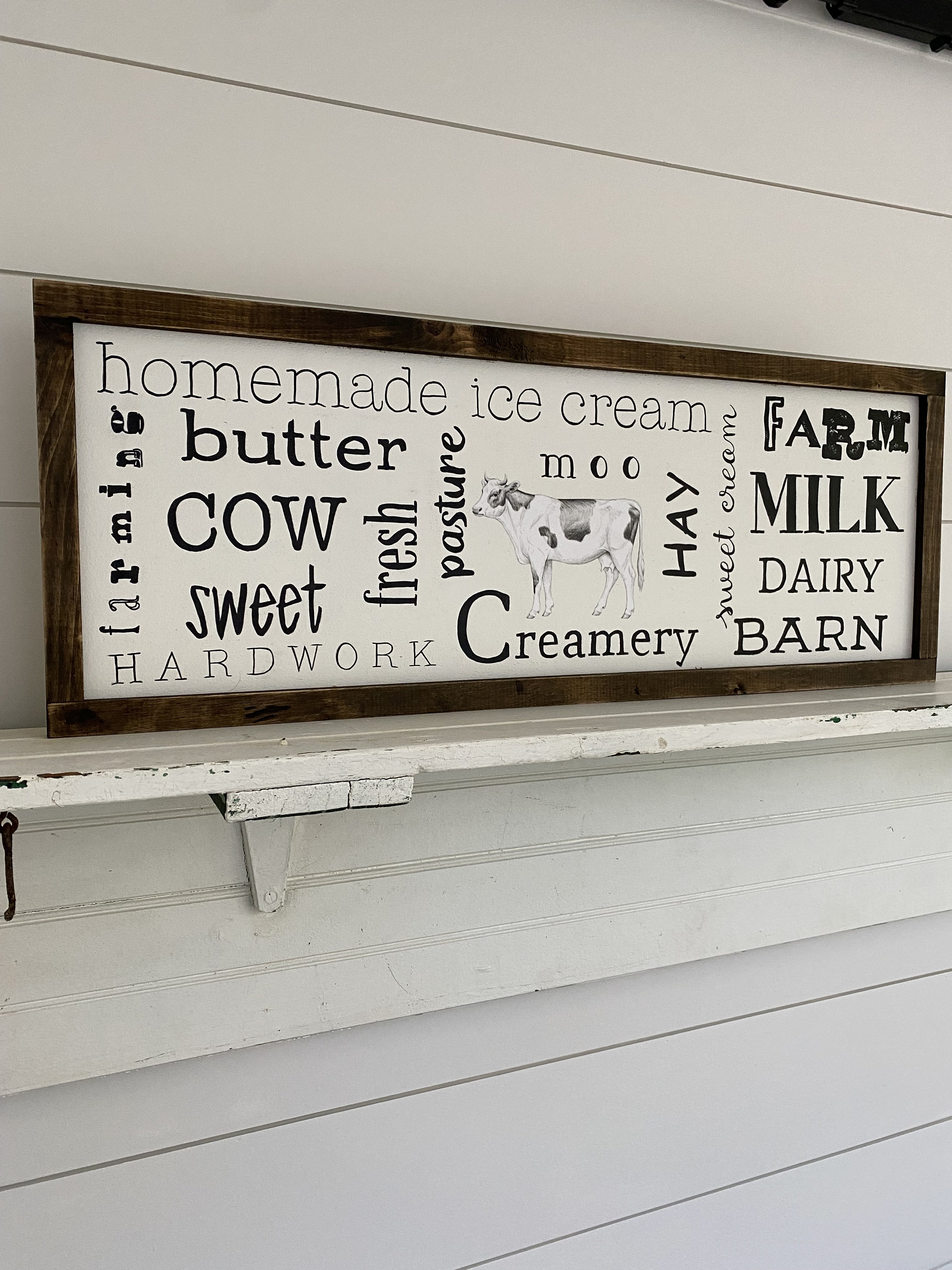 Cow Dairy Words Sign, Dairy Farm, Rustic Creamery Sign, Farmhouse Decor ...